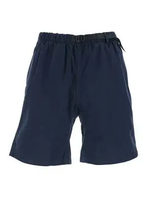 Gramicci Cotton Bermuda Shorts With Elastic Waist And Buckled Belt - Blu