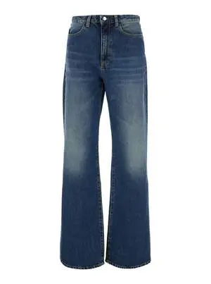 ICON DENIM LOS ANGELES High-waist Slim Flared Denim Jeans With Logo Waistband - Blu