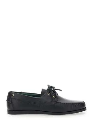 VINNY'S Leather Loafers With Almond Toe And Front Bow Laces