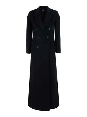 LEPLAIN Long Double-breasted Jacket With Peaked Lapels And Straight Hem - Black