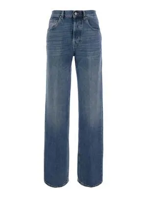 GRIFONI Regular-waist Cotton Jeans - Blu