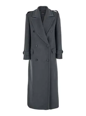 LEPLAIN Double-breasted Wool Jacket With Wide Notched Lapels For - Grey