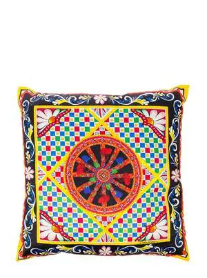 DOLCE & GABBANA CASA 45 X 45 Cm Cotton Scarf-print Square Cushion With Removable Cover - Multicolor