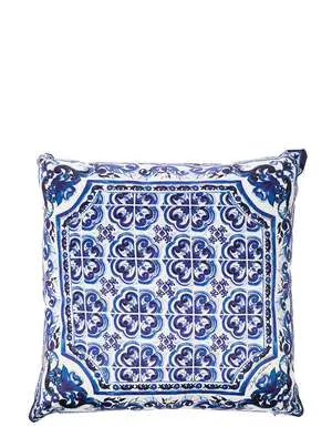 DOLCE & GABBANA CASA Small Square Cushion With Mediterranean Print, Removable Cover - Multicolor