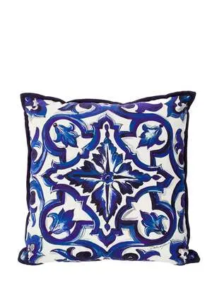DOLCE & GABBANA CASA Square Cotton Cushion With Mediterranean Print, Removable Cover And Hidden Zip, 45 X 45 Cm - Multicolor
