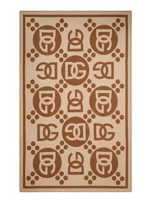 DOLCE & GABBANA CASA Rectangular Graphic Logo Wool Blanket 140x180 Cm - Brown