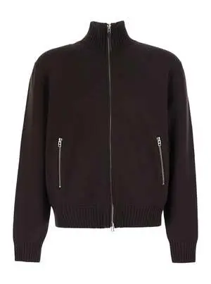 TOM FORD High-collar Ribbed Cotton-blend Sweater With Front Zip