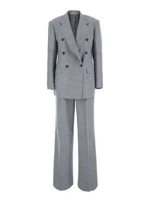 Tagliatore Loreley Double-breasted Check Wool-blend Suit For - Grey