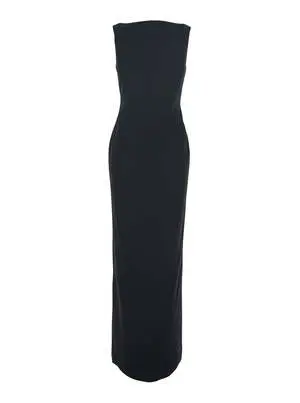 Solace London Long Dress With Square Neckline And Cut-out Back - Black