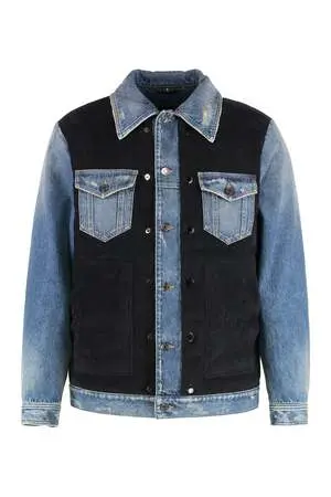 Dolce & Gabbana Padded Denim Jacket With Corduroy Inserts - Blue