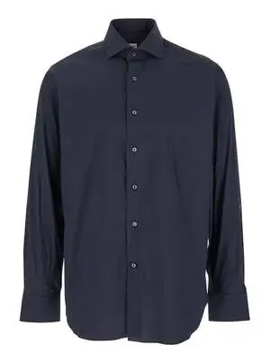 ALESSANDRO GHERARDI Stretch Cotton Blend Button-front Dress Shirt With Classic Collar - Blu