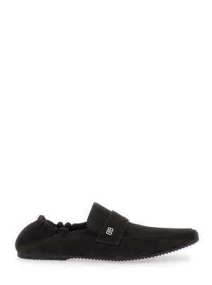 Balenciaga Leather Loafers With Rounded Toe And Suede Upper - Brown