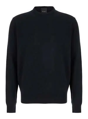 LEPLAIN Merino Wool, Silk & Cashmere Crew Neck Sweater - Blu