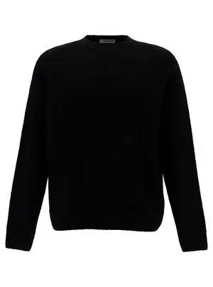 GAUDENZI Alpaca & Wool Crewneck Sweater With Ribbed Finishes - Black