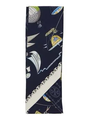 Tory Burch Tory-style Hot Air Balloon Print Scarf, 70 X 200 Cm - Blu