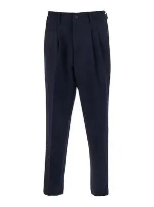 LOW BRAND Cotton Regular-fit Pants With Elastic Waist, Belt Loops & Pockets - Blu