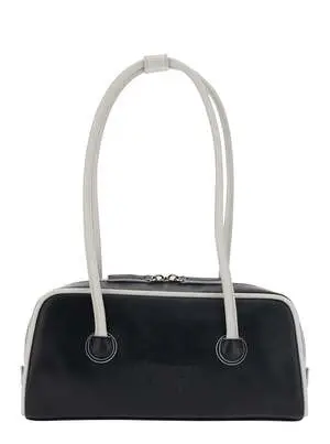 MARGESHERWOOD Mergesherwood Baguette Shoulder Handbag With Logo Lettering In Leather, 29x14x7 Cm - Black