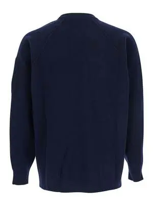 C.P. COMPANY C. P. Company Wool-blend Crew Neck Sweater With Compass Logo Sleeve