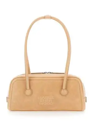 MARGESHERWOOD Soft Boston Shoulder Handbag With Leather Details, 40 Cm X 25 Cm X 15 Cm - Beige