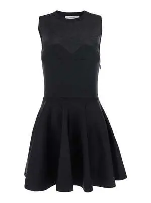 Givenchy Crewneck Sleeveless Mini Dress With Flared Skirt - Black