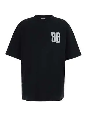 Balenciaga Large-fit T-shirt With Glitter Tape Detail - Black