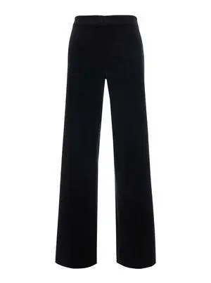 Antonelli Firenze Velvet Side-zip Pants With Side Pockets, Regular Fit - Black