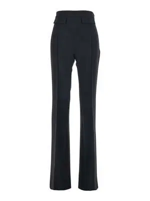 Elisabetta Franchi High-waisted Stretch Tech Pants With Two Front Flap Pockets - Black
