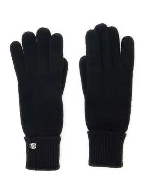 Helen Kaminski Blaire Cashmere Gloves With Logo Plaque Detail And Ribbed Design - Black