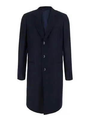 Giorgio Armani S Wool Cashmere Single-breasted Notched-lapel Jacket With Chevron Motif - Blu