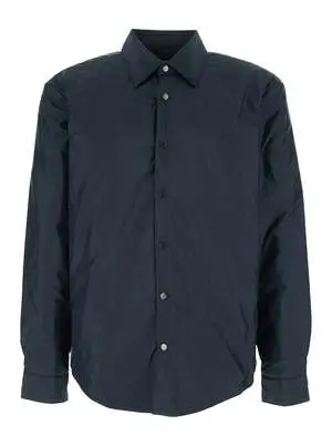 Hugo Boss Tech Fabric Jacket With Classic Collar And Button-front Closure - Blu