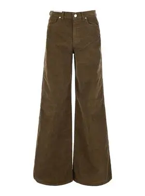 PT TORINO Velvet High-waist Pants With Back Logo Patch - Brown