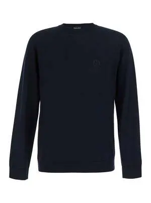 Giorgio Armani S Wool Crewneck Sweater With Front Logo Embroidery