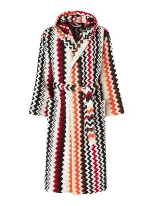 Missoni Zig-zag Hooded Cotton Bathrobe With Belt - Multicolor