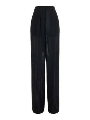 TOM FORD Wool High-waisted Pants With Front Pleats And Wide Leg - Black
