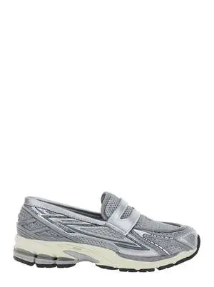 NEW BALANCE Slip-on Leather & Textile Sneakers With Rubber Sole And Front Logo - Metallic