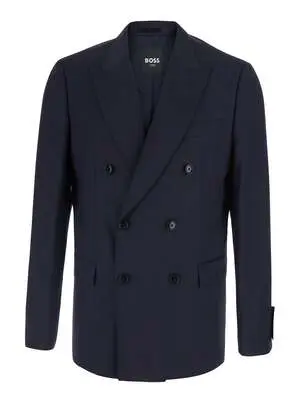 Hugo Boss Double-breasted Wool Jacket With Notched Lapels And Chest Pocket