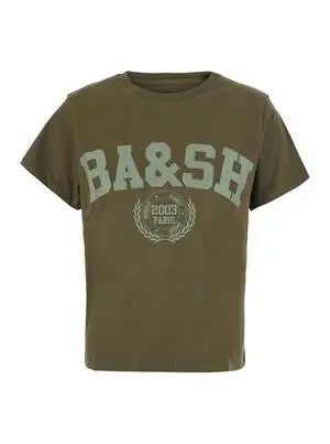 Ba&sh Cotton Short-sleeve T-shirt With Round Neckline - Green