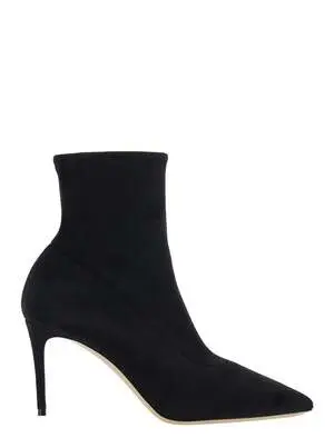 Casadei Julia Eco-suede Pointed Slip-on Ankle Boots With 8 Cm Stiletto Heel - Black