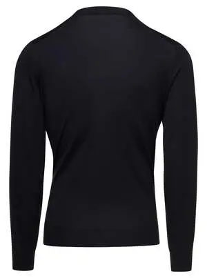 GAUDENZI V-neck Wool Cardigan With Button Front And Long Sleeves - Blu