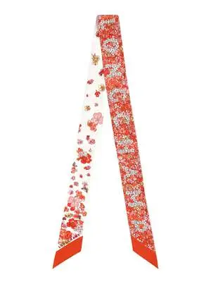 Longchamp Silk All-over Print Scarf With Logo Lettering, 90 X 90 Cm - Red