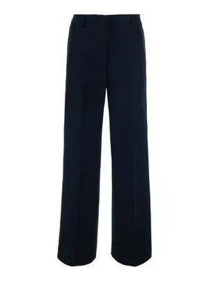 PT TORINO Blend Wool & Cotton Straight-leg Pants With Back Welt Pocket - Blu