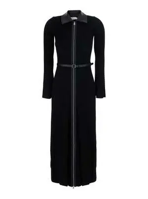 Simkhai Viscose Shirt Collar Dress With Waist Belt And Front Zip