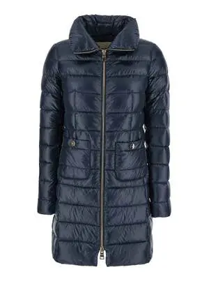 Herno Style Quilted Down Jacket With Zip Closure, Patch Pockets & Tech Fabric - Blu