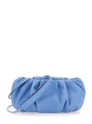 BIAGINI Pillow Leather Python Clutch With Shoulder Strap And Magnetic Closure 23.5x13x10 Cm - Blu