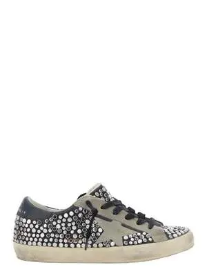 GOLDEN GOOSE Nubuck Star Detail Leather Sneakers With Side Studs - Grey