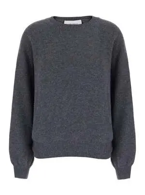 LISA YANG Cashmere Crewneck Sweater With Dropped Shoulders And Ribbed Finishes - Grey