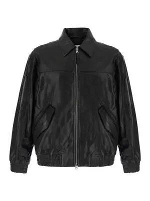 DUNST Refined Lamb Leather Jacket With Classic Collar And Zip Front - Black
