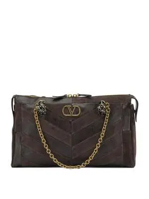 Valentino Garavani Panthea Medium Patchwork Shoulder Bag - Brown