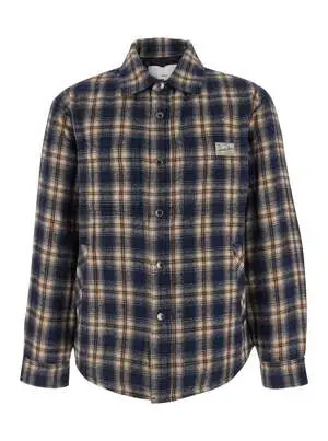 DUNST Flannel Checkered Shirt With Front Logo Patch And Chest Pocket - Multicolor