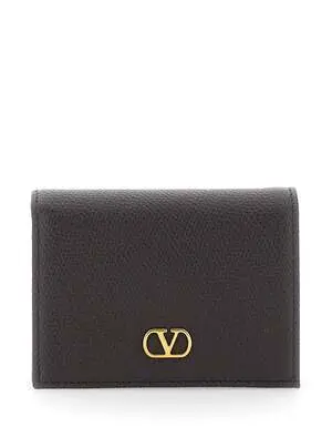 Valentino Garavani Leather Flap Wallet With Vlogo Front, 11.5 X 8.5 X 3 Cm - Brown